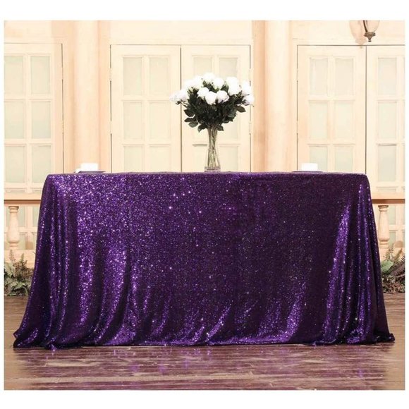 Dining | Purple 5x72 Inch Sequin Tablecloth Shiny Overlay Wedding Table ...